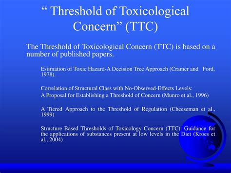 Ppt Approaches To The Threshold Of Toxicological Concern Powerpoint