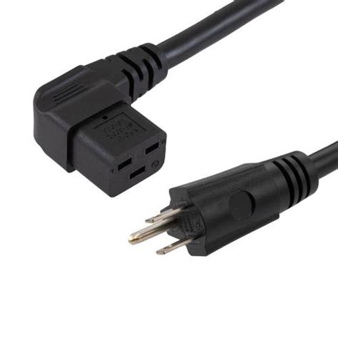 Nema 5 15 To Iec C19 Right Angle Power Cord 15 Amp 10ft