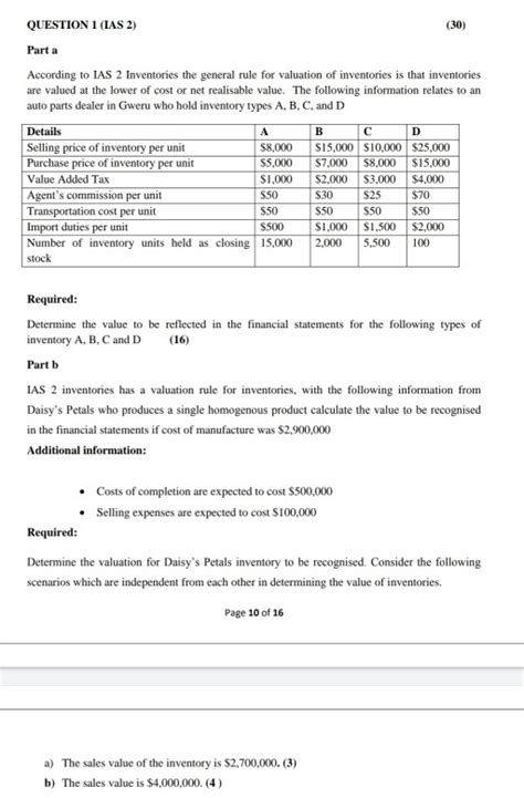 solved question 1 ias 2 30 part a according to ias 2