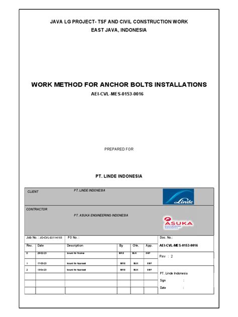 Ask Wo 222672 Method Swc 003 1 Method Statement Of Anchor Bolts