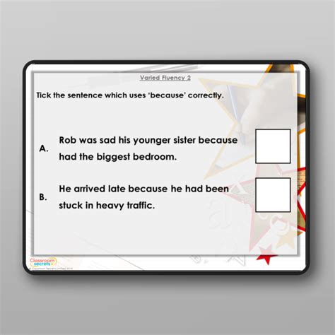 Year 2 Recognising Because And That Modelling Ppt 2 Resource Classroom Secrets