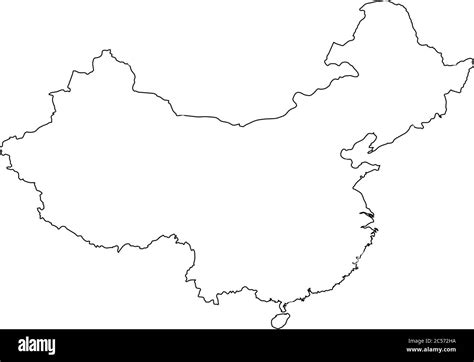 XXX Solid Black Outline Border Map Of Country Area Simple Flat Vector Illustration Stock