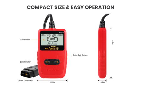 Amazon.com: manfiter OBD2 Scanner Car Code Reader Turn Off Check Engine Light Read & Erase Fault ...