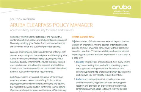 Aruba Clearpass Overview Laketec