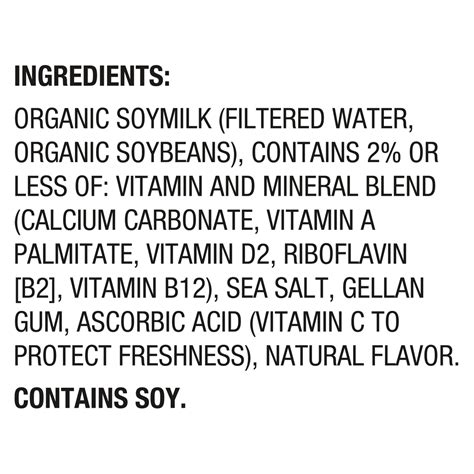 Silk Soymilk Organic Unsweet Ingredients