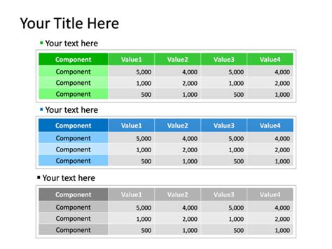 PowerPoint Slide Diagram Table Green Tables TG CrystalGraphics