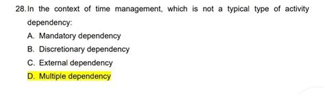 Solved 28 In The Context Of Time Management Which Is Not A