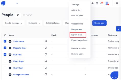 Export Data From User Com User Com Documentation