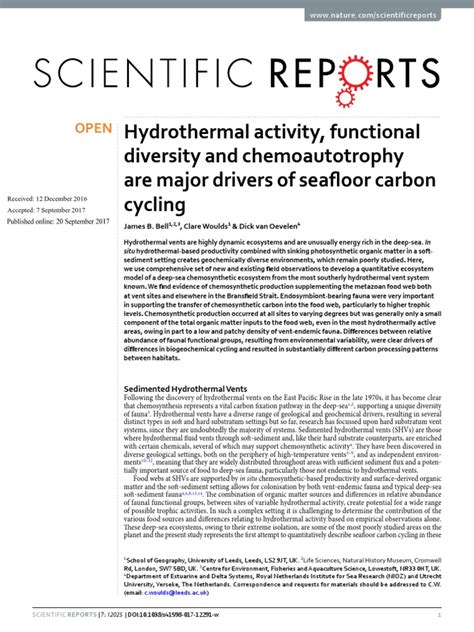 6 Bell 2017 Hydrothermal Activity Functional Diversity And