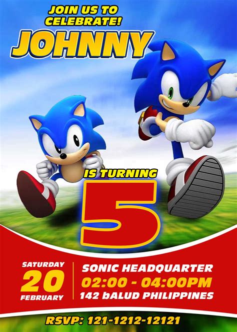 Sonic The Hedgehog Birthday Invitation Wxspzz