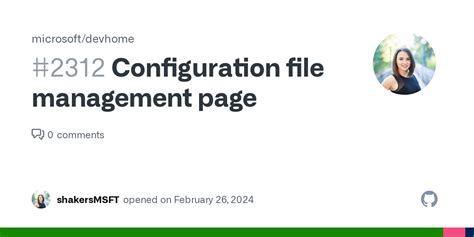 Configuration File Management Page Issue Microsoft Devhome GitHub