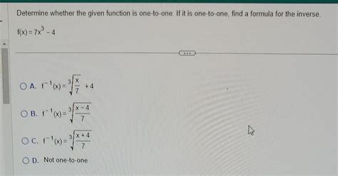 Solved Determine Whether The Given Function Is One To One