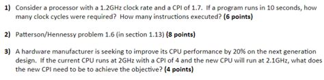 Solved Consider A Processor With A GHZ Clock Rate And Chegg