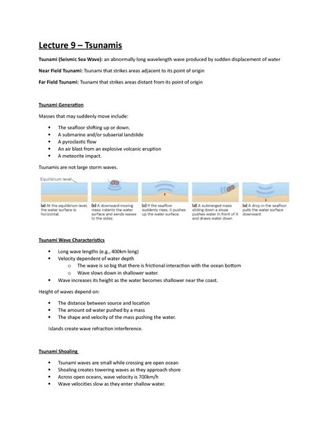 Lecture Tsunamis Notes Lecture Tsunamis Tsunami Seismic Sea Wave An Abnormally