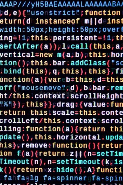 JavaScript Code In Text Editor Coding Cyberspace Concept Screen Of Web Developing Code Stock