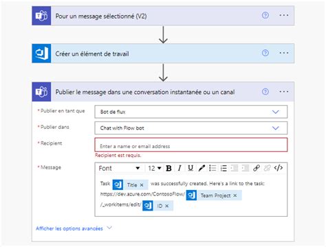 Déclencher un flux de cloud à partir de nimporte quel message dans Microsoft Teams Power