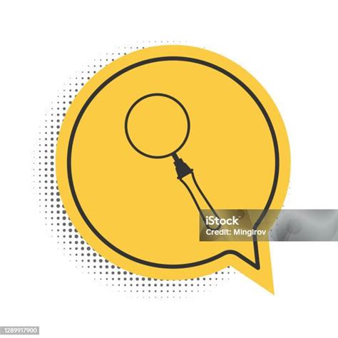 흰색 배경에 격리 된 검은 돋보기 아이콘 검색 초점 확대 축소 비즈니스 기호 노란색 음성 버블 기호입니다 벡터 0명에 대한 스톡 벡터 아트 및 기타 이미지 Istock