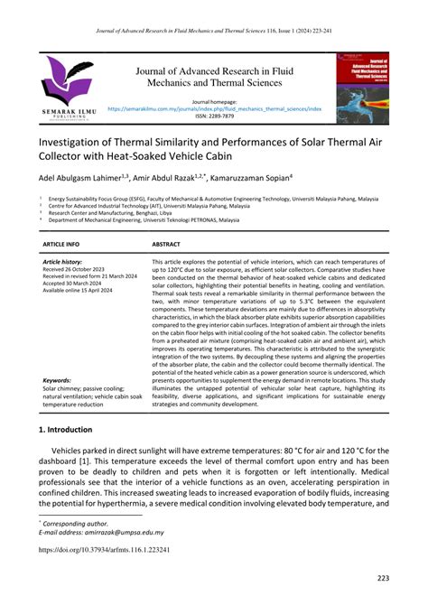 Pdf Investigation Of Thermal Similarity And Performances Of Solar Thermal Air Collector With