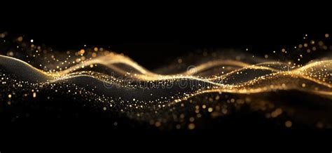 Golden Waves Of Shimmering Particles Creating A Mesmerizing Abstract Background With Depth And