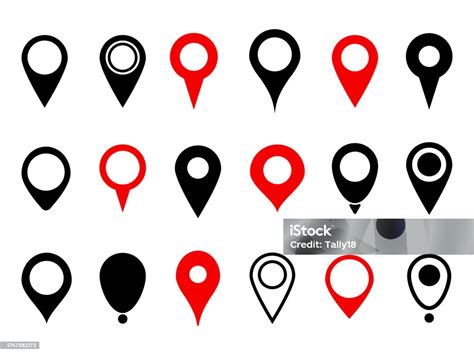 위치 아이콘이 설정되었습니다 지도 핀 아이콘 간단한 윤곽선 위치 기호입니다 핀 위치 마커 Gps 위치 기호 0명에 대한 스톡 벡터 아트 및 기타 이미지 Istock