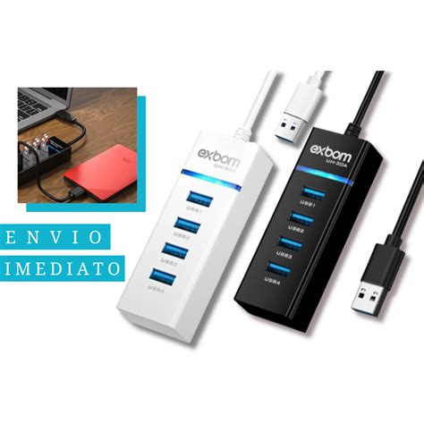 Hub Cabo Usb 3 0 Extensor 4 Portas High Speed Hd Pen Drive Exbom Shopee Brasil