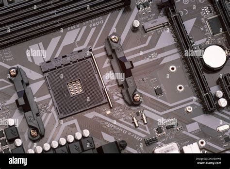 Computer Motherboard Without Processor Assembling Parts For A Server Or Home Computer Empty