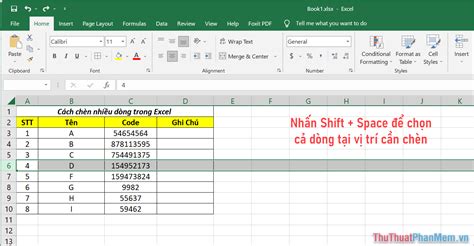 Cách insert nhiều dòng trong Excel