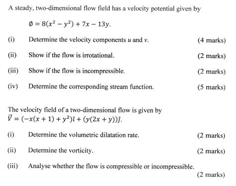 solved a steady two dimensional flow field has a velocity