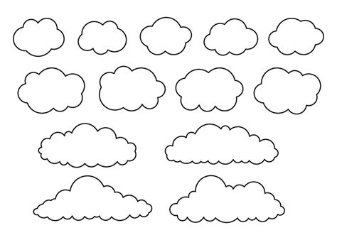 Cloud Shape On Sky Set Weather Line Icon Simple Flat Style Of