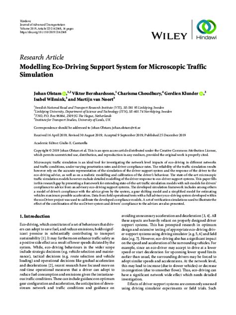 Pdf Modelling Eco Driving Support System For Microscopic Traffic Simulation