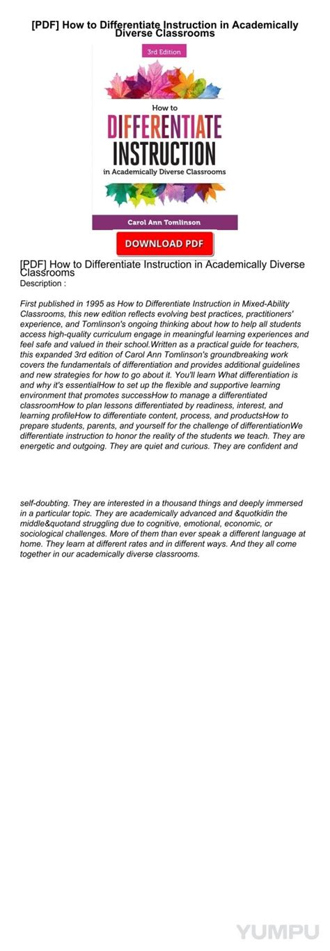 [pdf] How To Differentiate Instruction In Academically Diverse Classrooms Magazine With 2