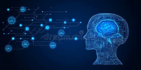 A Digital Illustration Depicting The Connection Between Technology And The Human Brain Stock