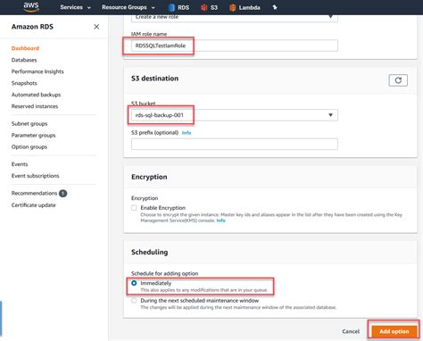 configuring rds environment in aws for sql server
