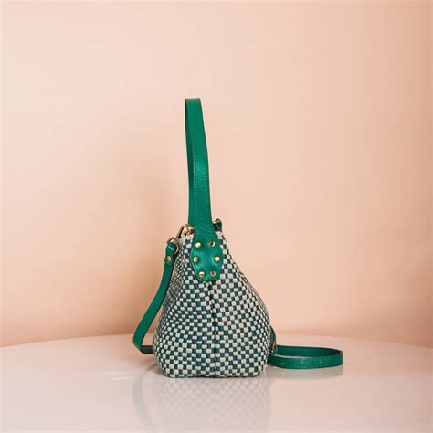 Buslo Micro Checkerboard Emerald And Sage With Longer Handle