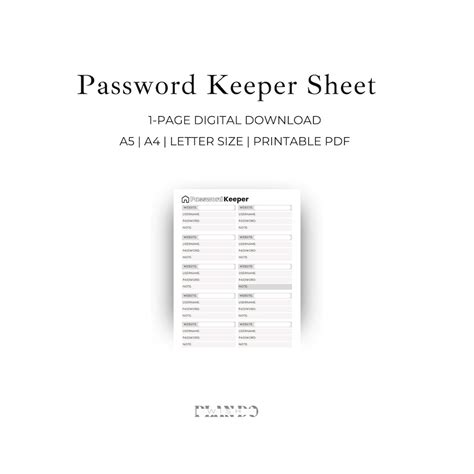Password Tracker Printable Password Log Pdf Password Keeper Instant