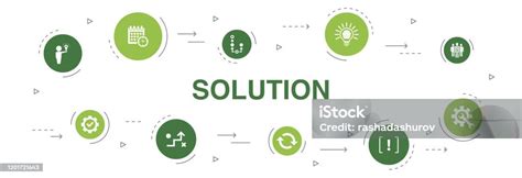 솔루션 인포그래픽 10단계 원 디자인 전략 계획 실행 시간표 간단한 아이콘 10에 대한 스톡 벡터 아트 및 기타 이미지 10 개념 결정 Istock