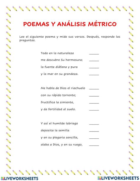 Análisis Métrico Exercise Categorías Gramaticales