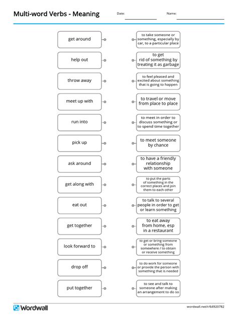 multi word verbs meaning match up pdf linguistics