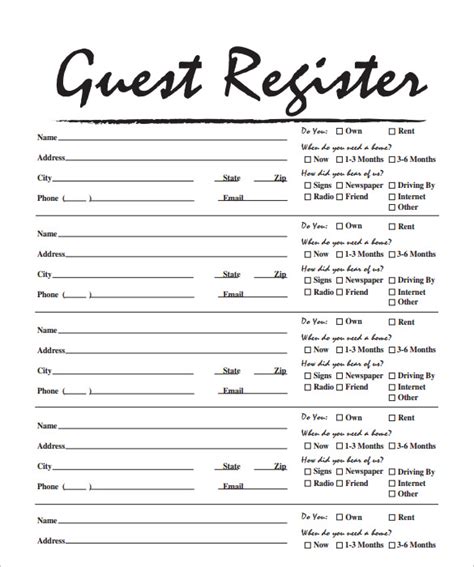Free 14 Sample Open House Sign In Sheet Templates In Pdf