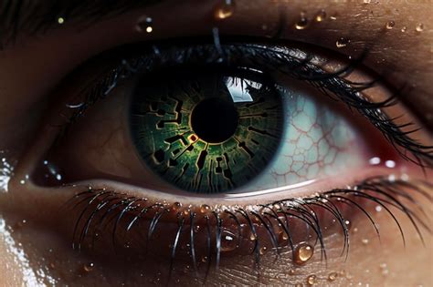 Premium AI Image | Closeup of Eyes with Tech Reflection Cyber Security ...