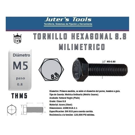 Tornillo Hexagonal Milimetrico M5 080