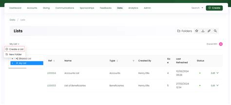 Creating Lists N3o Support