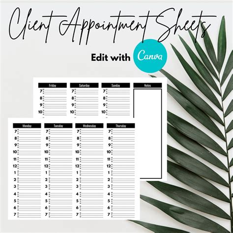 salon appointment scheduler client booking sheet for beauty and nail