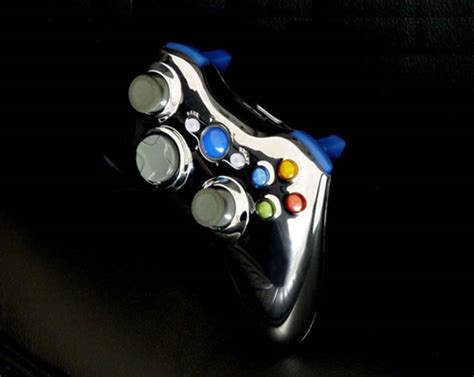 Xcm Â Xbox 360 Wireless Controller Shell Case Chrome With New D Pad Blue Led Lights