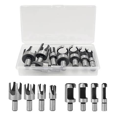 Plug Cutters For Wood Set Dowel Cutter 8 Piece Round Shank Carbon Steel