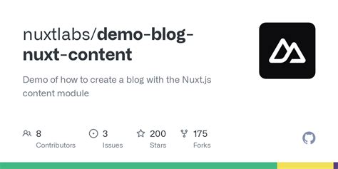 GitHub Nuxtlabs Demo Blog Nuxt Content Demo Of How To Create A Blog With The Nuxt Js Content