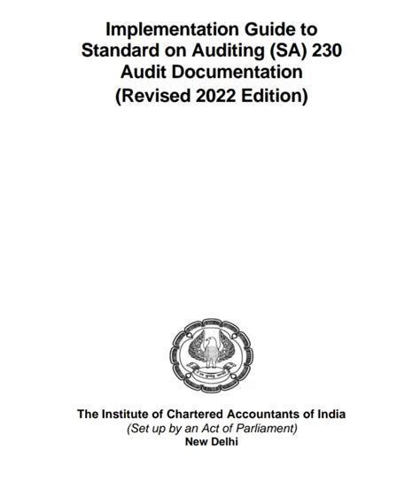 Implementation Guide To Standard On Auditing SA Audit Documentation