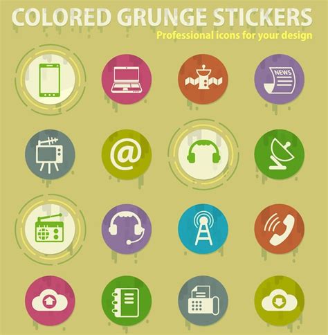 Premium Vector Communication Colored Grunge Icons