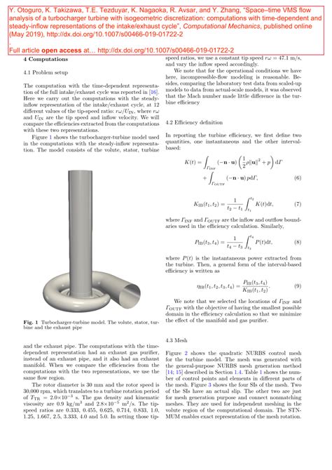 Pdf Spacetime Vms Flow Analysis Of A Turbocharger Turbine With Isogeometric Discretization