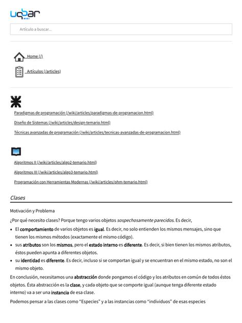 Clases Pdf Objeto Informática Programación Orientada A Objetos